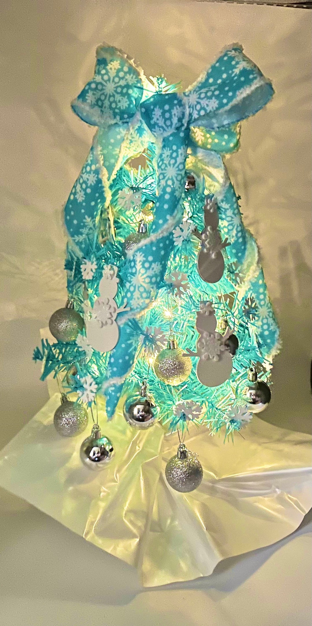 Winter Blue Snowman Tabletop Tree - Etsy