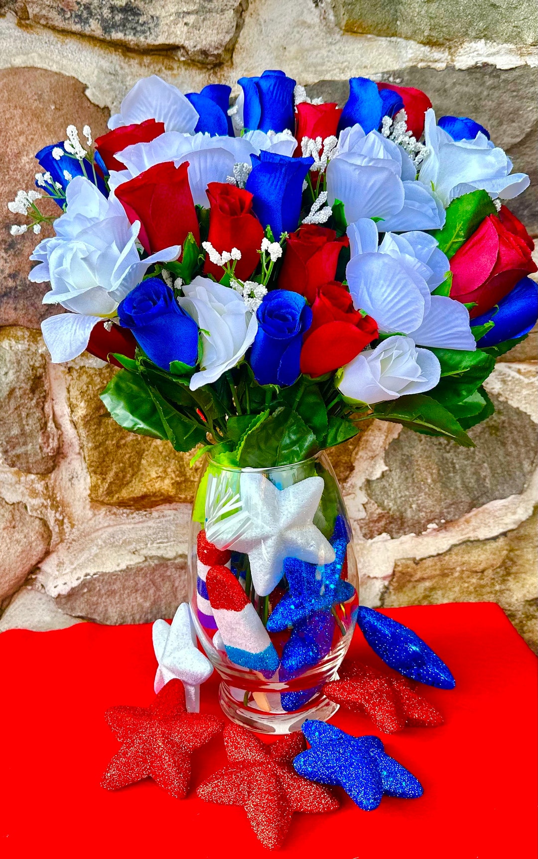 3 Dozen Patriotic Rose Bouquet Ships Tomorrow! - Etsy