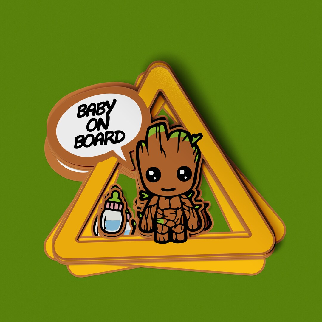 Groot Baby on Board Decal - Chibi Groot Car Sticker - Superhero Nursery ...