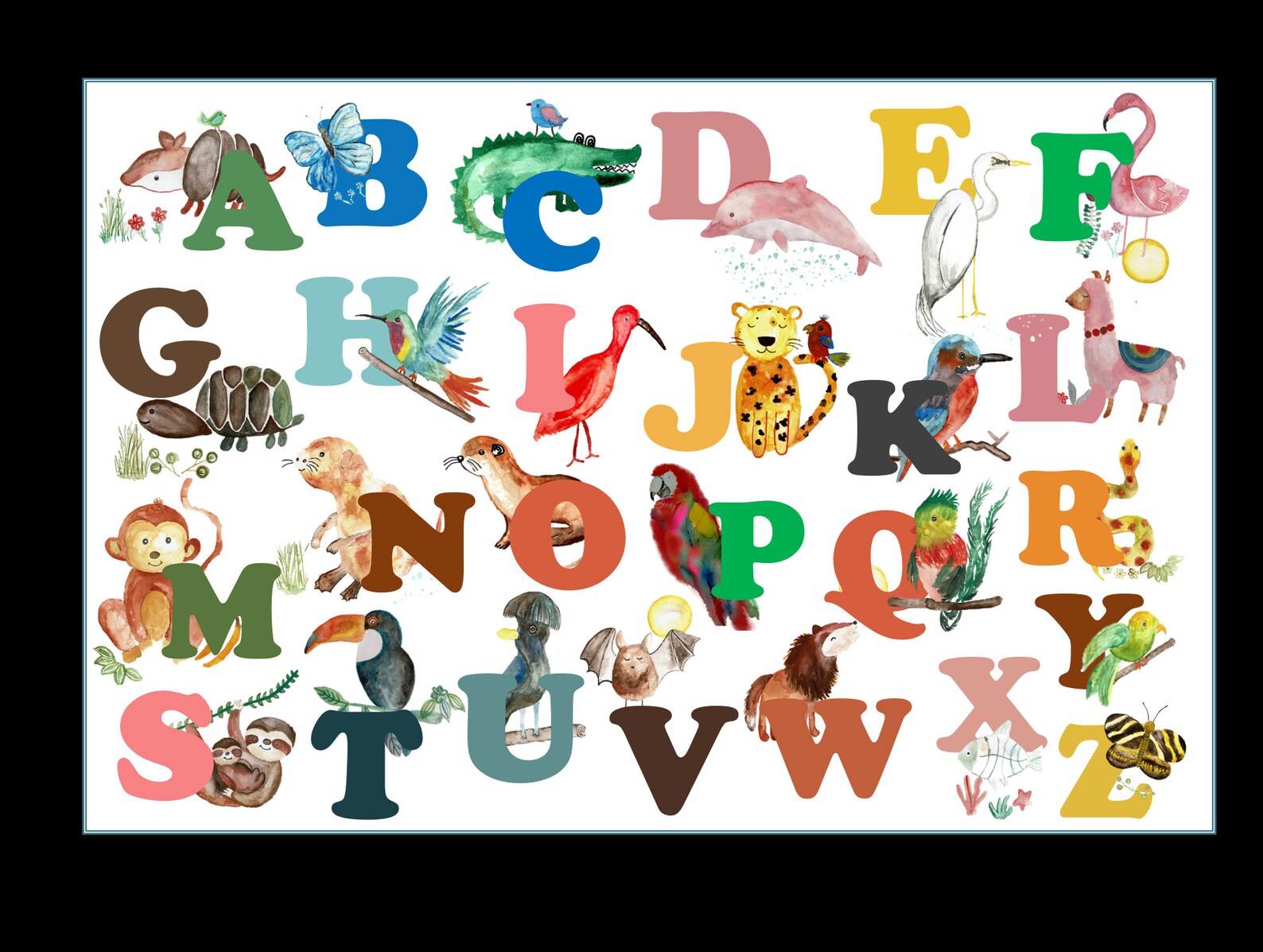 Amazon rainforest animals clipart tropical plants watercolour - Etsy.de