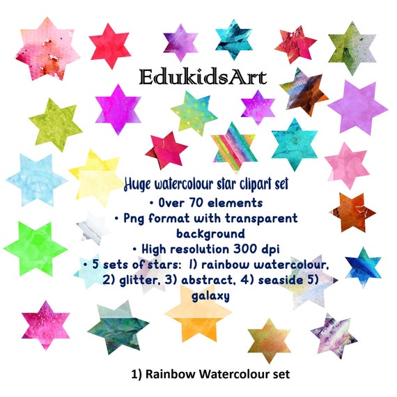 Watercolor Stars Clipart Hand Painted Watercolour Star Shape - Etsy