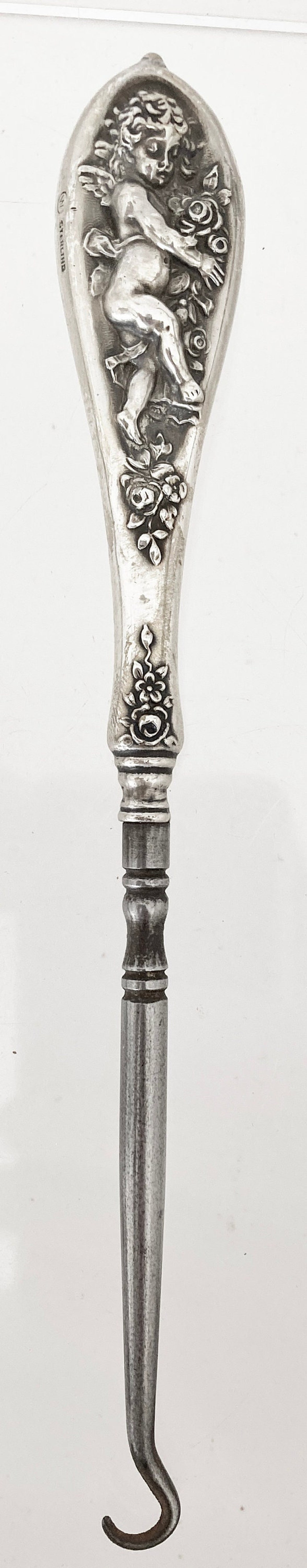 Nice English Silver Button Hook, Showing an Angel, Marked STERLING ...