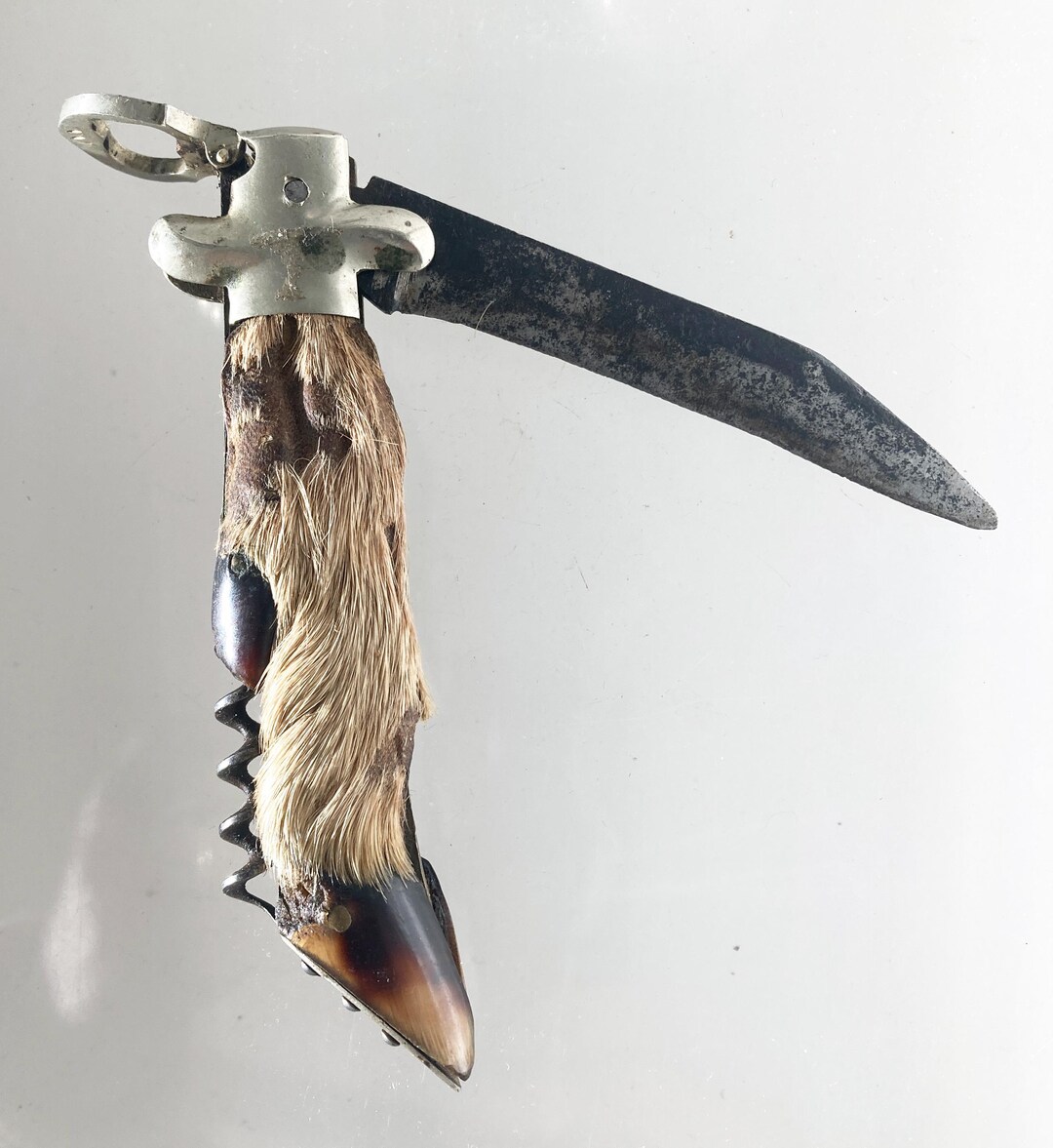 Well Made German Knife, Stag Leg, With Working Lock, , One Blade and a ...