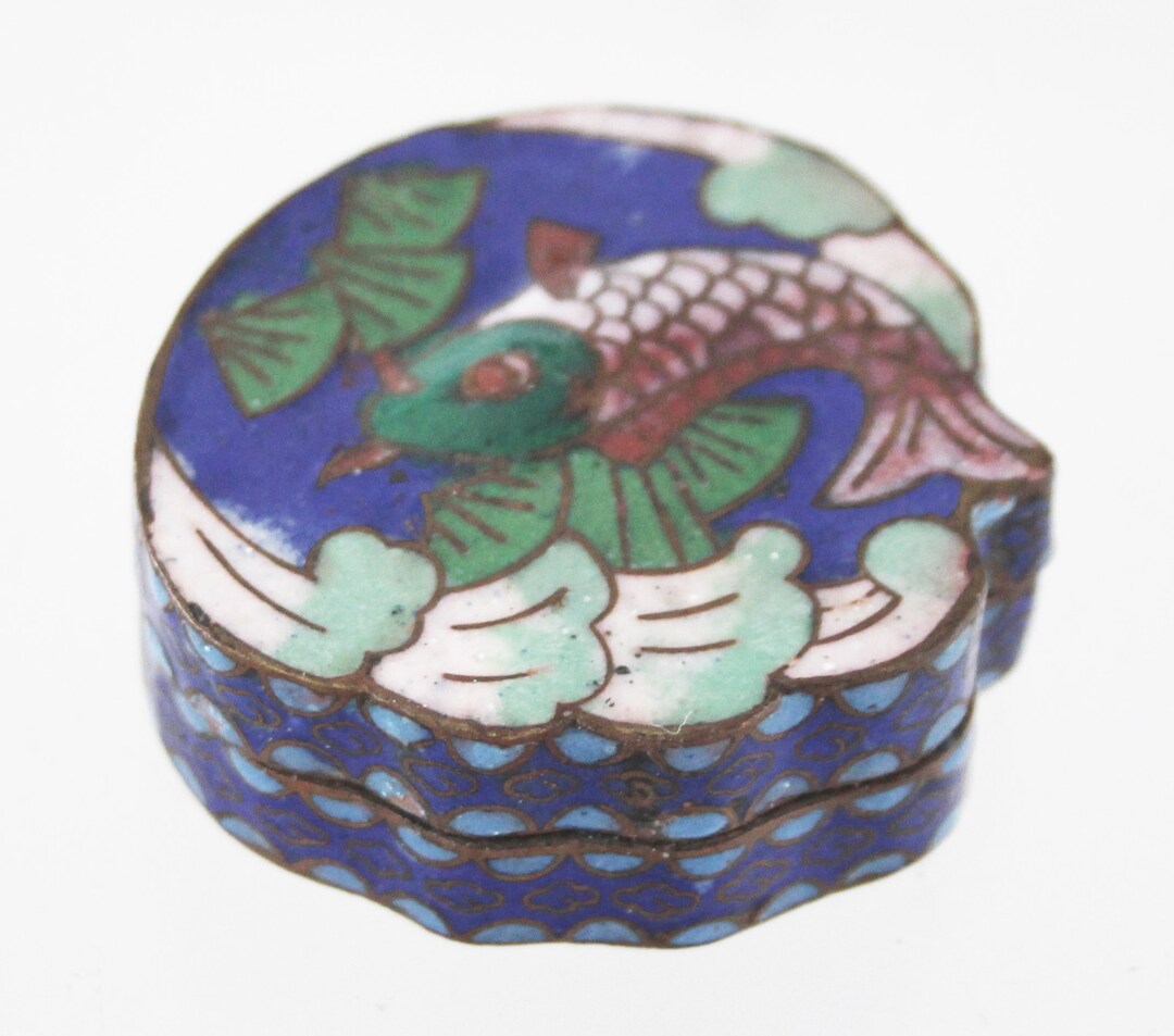 Small, Antique Chinese, Cloisonné Storage Box, 1.6 Cm High, 4.3 Cm ...