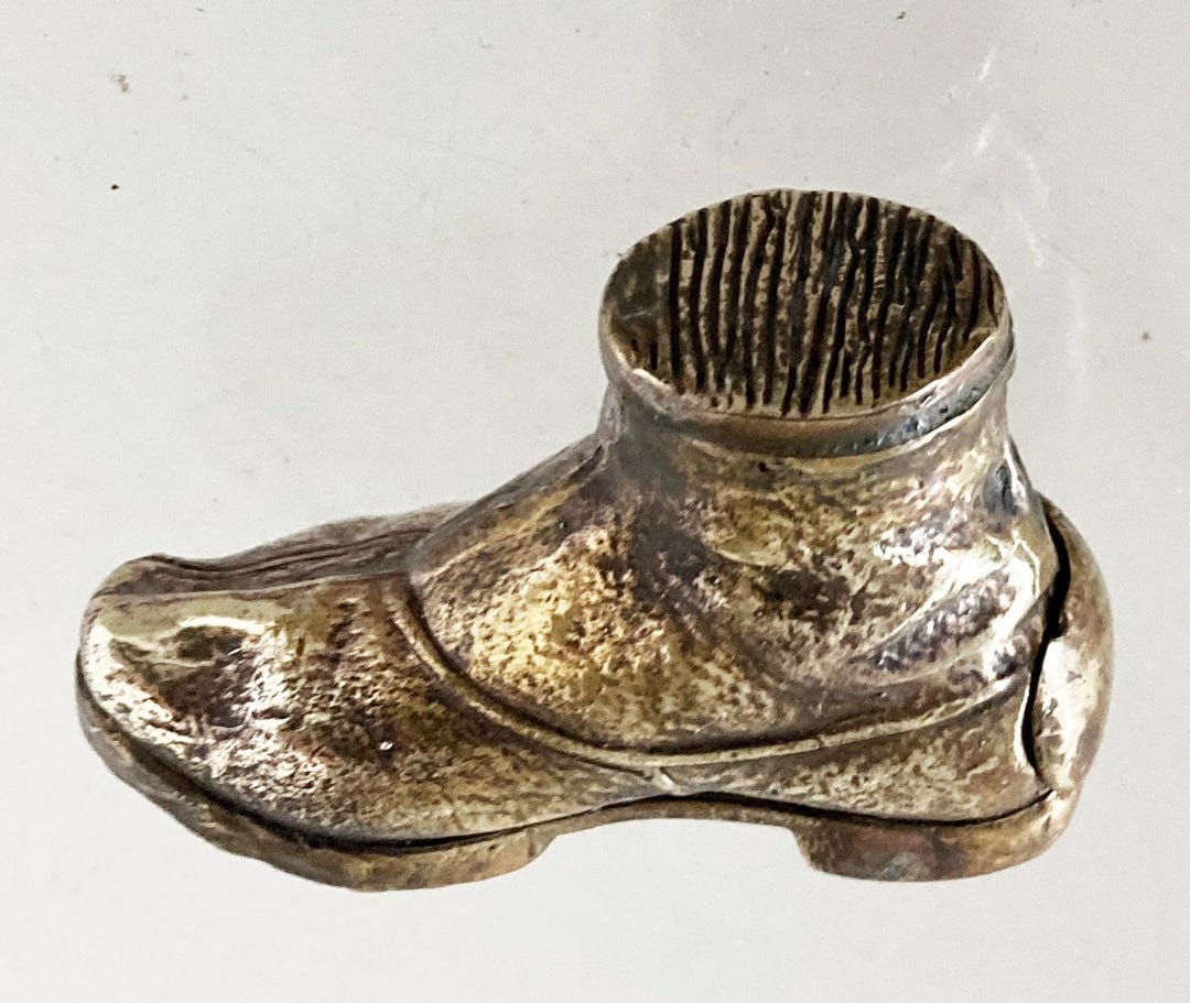 Antique Match Safe, Vesta, Bronze Shoe-shaped With Striker on Top of ...