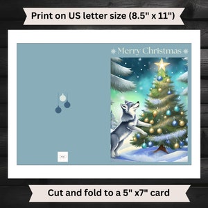 Printable Christmas Cardwolf Christmas Tree - Etsy