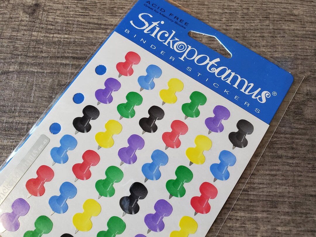 Vintage Stickopotamus Push Pins Sticker Sheet | Junk Journal Supplies ...