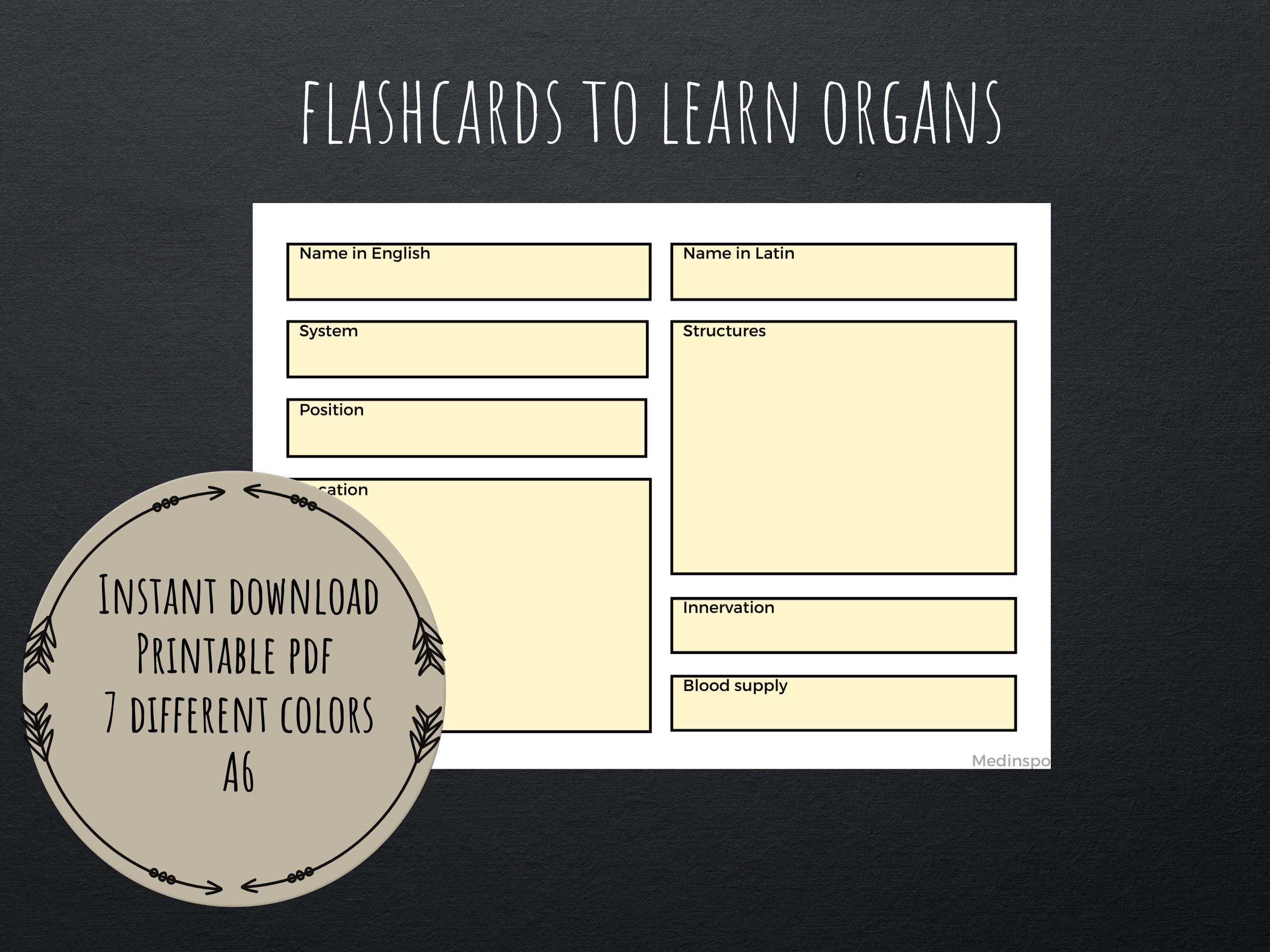 Human Organs Flashcards PDF | Printable Digital Template | Study Organs ...