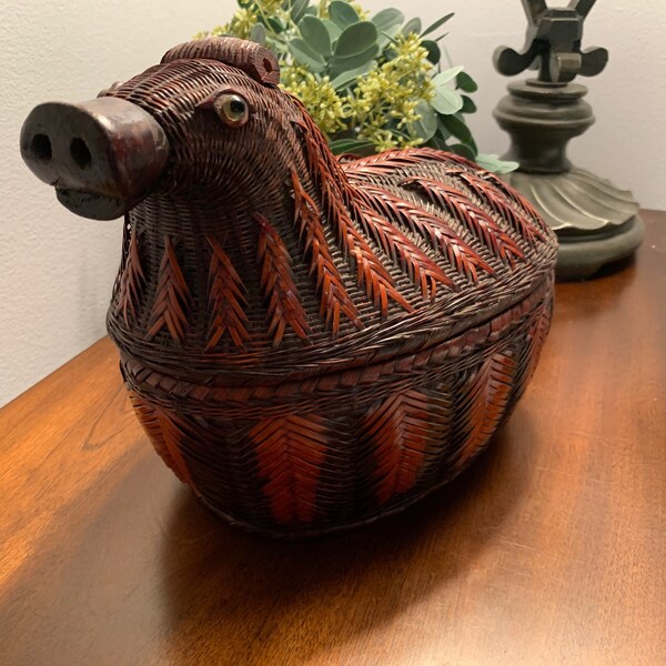 Wicker Pig - Etsy