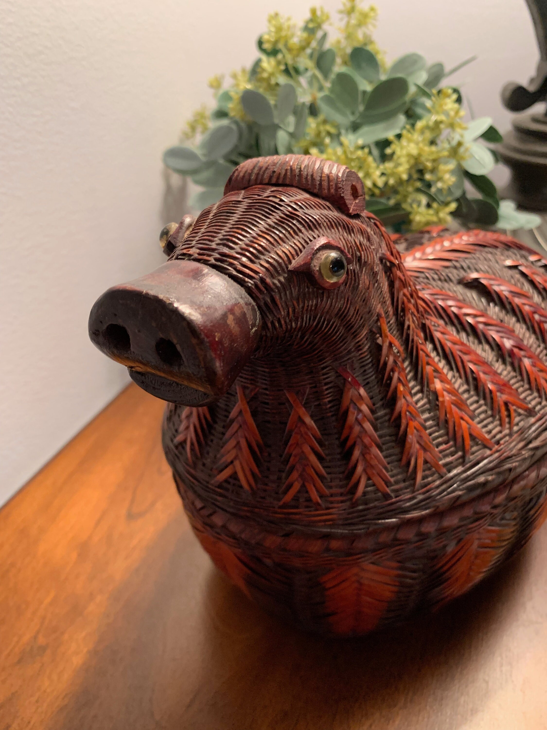 Shanghai Handicrafts Wicker Pig Basket - Etsy