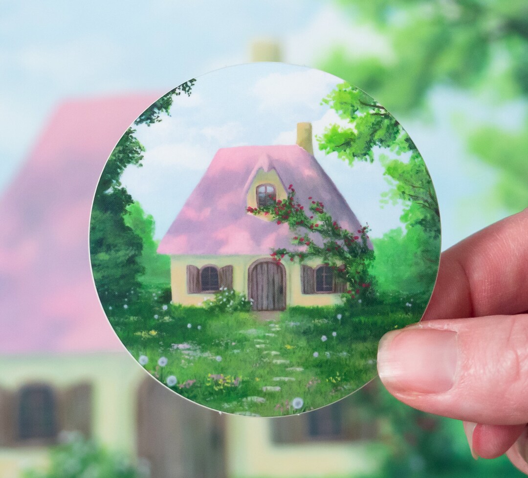 Angel Cottage - Round Vinyl Sticker With Matt Finish - Etsy