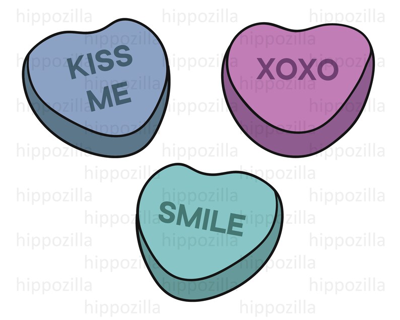 Candy Hearts Digital Download - Printable Valentine's Day Decorations ...