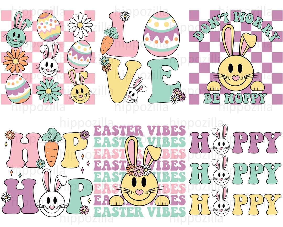 Retro Easter SVG Bundle, Easter PNG Bundle, Digital Download - Svg, Png ...