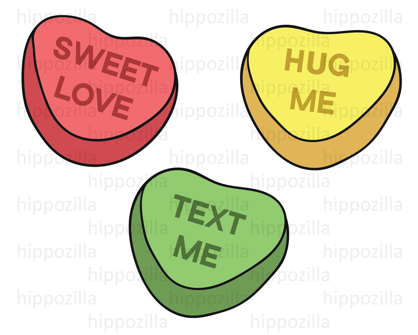 Candy Hearts Digital Download - Printable Valentine's Day Decorations ...