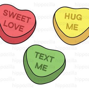 Candy Hearts Digital Download - Printable Valentine's Day Decorations ...