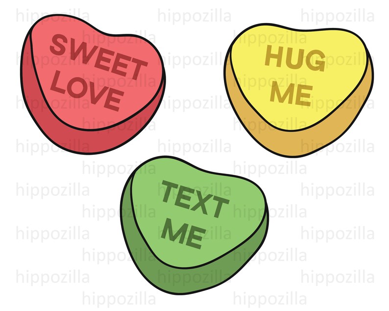 Candy Hearts Digital Download - Printable Valentine's Day Decorations ...
