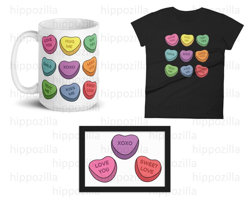 Candy Hearts Digital Download - Printable Valentine's Day Decorations ...