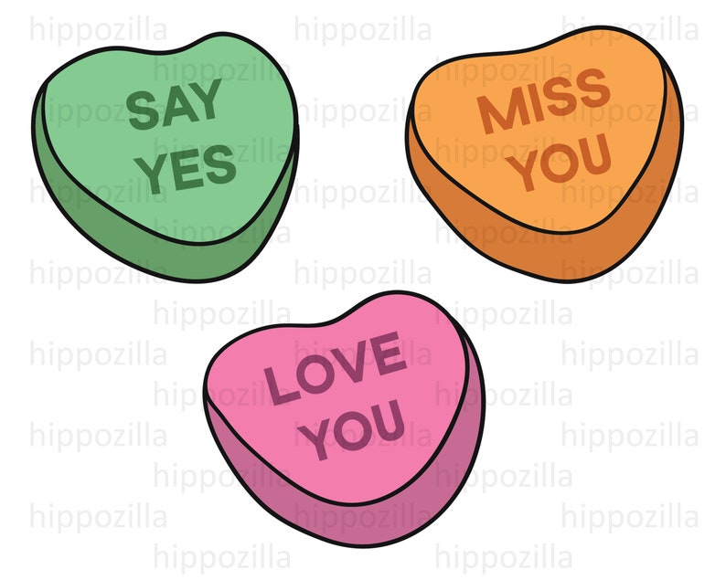 Candy Hearts Digital Download - Printable Valentine's Day Decorations ...