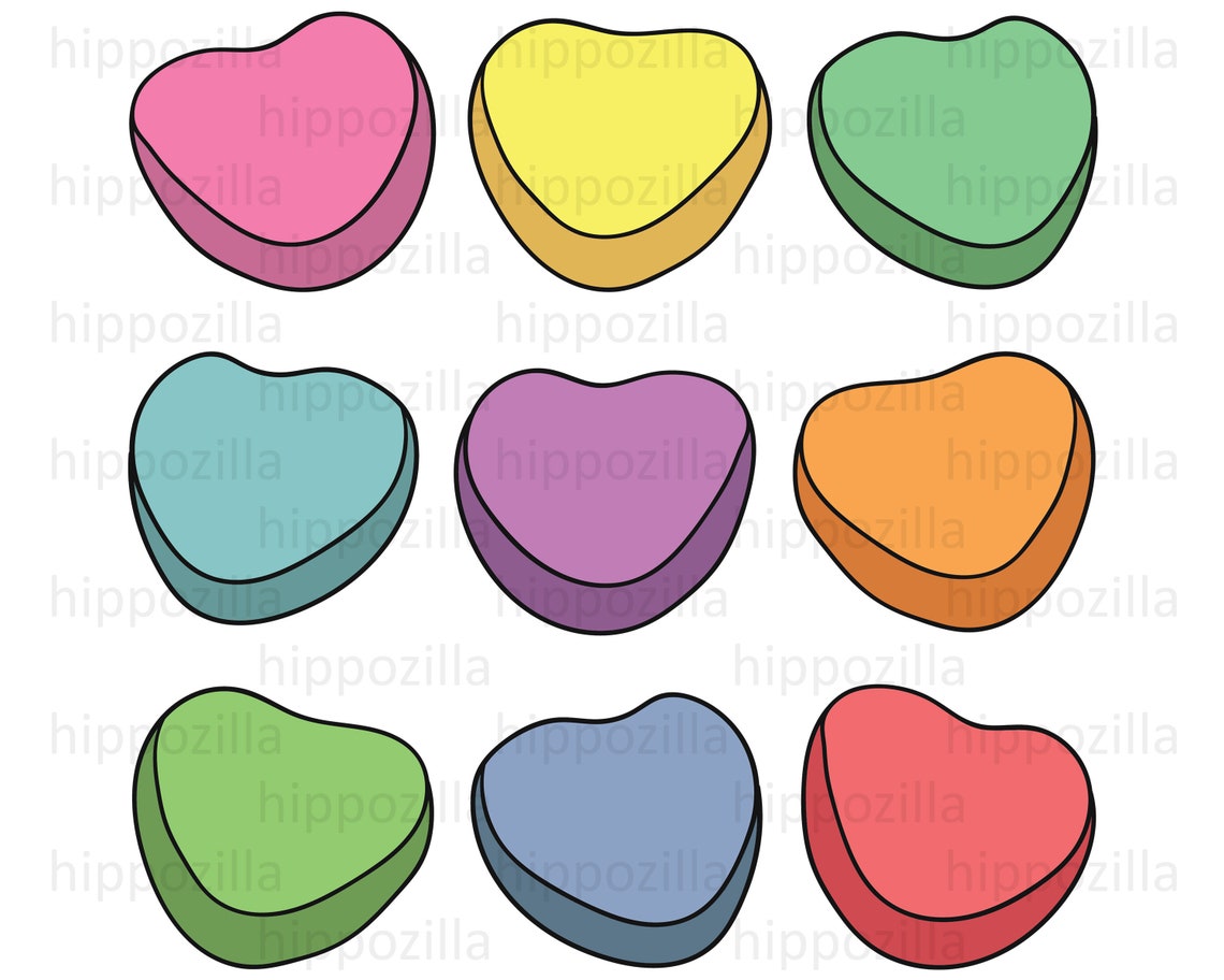 Candy Hearts Digital Download - Printable Valentine's Day Decorations ...