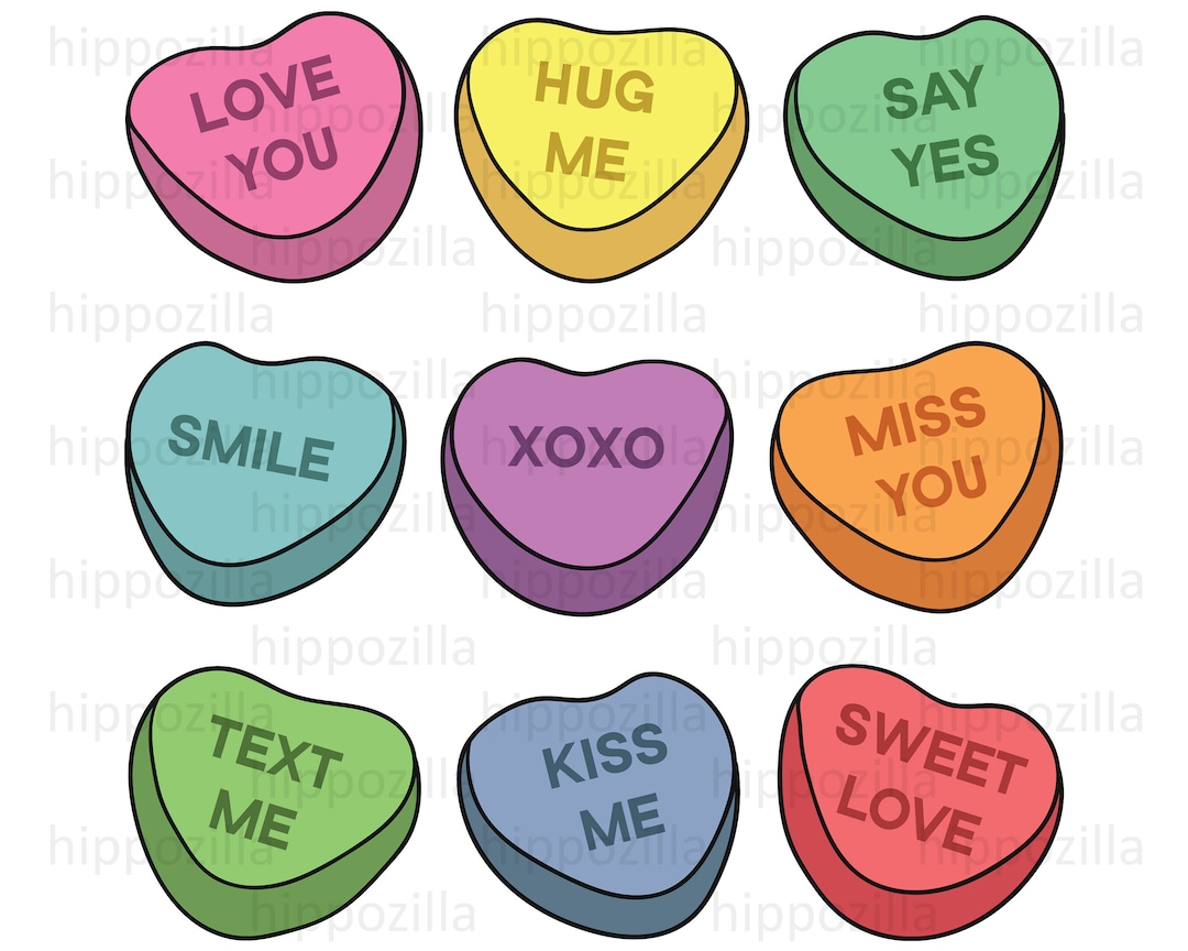 Candy Hearts Digital Download - Printable Valentine's Day Decorations ...