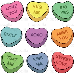 Candy Hearts Digital Download - Printable Valentine's Day Decorations ...
