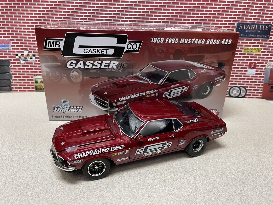 1969 Ford Mustang Boss 429 Gasser Red mr. Gasket 1/18 Scale Diecast ...