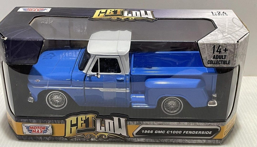 1966 GMC C1000 Stepside Lowrider Blue Die Cast Model Truck 1:24 Scale ...