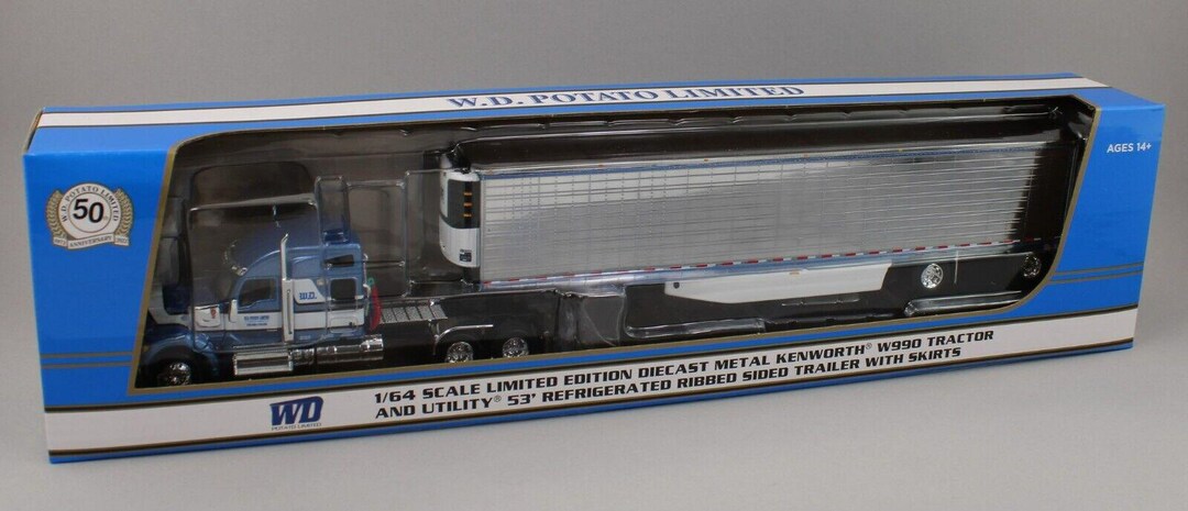 Kenworth W990 Sleeper & Reefer Trailer WD Potato 1/64 Scale Diecast ...