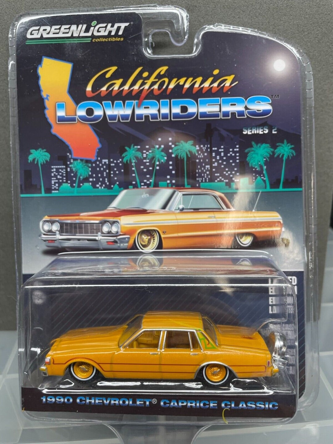 1990 Chevrolet Caprice Classic Lowrider Orange 1/64 Scale Diecast Model ...