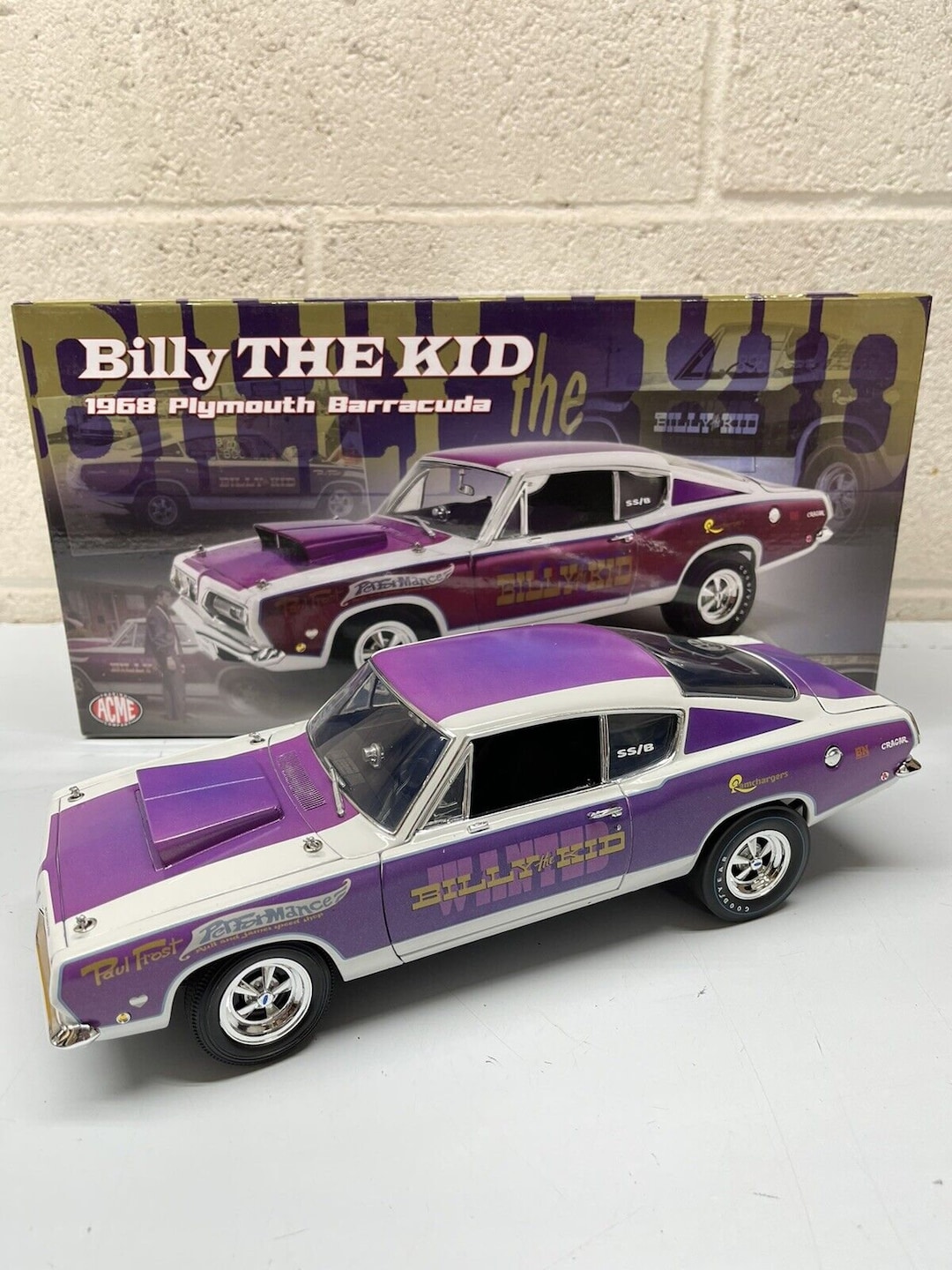 1968 Plymouth Barracuda Purple & White billy the Kid 1/18 Scale Diecast ...