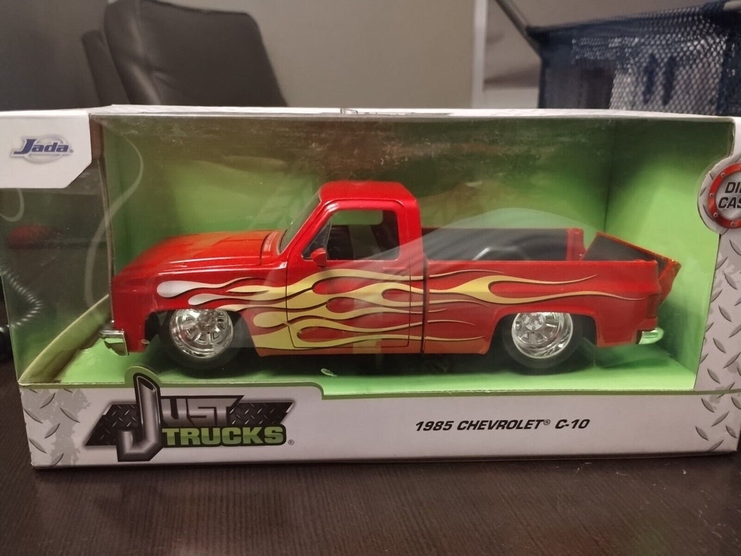 1985 Chevrolet C10 Pickup Red W/flames 1/24 Scale Diecast Model Truck ...