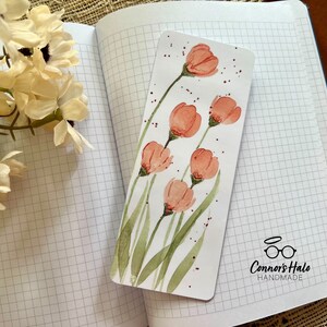 Peach Tulips Laminated Bookmark Original Art Watercolor Print, Bookmark ...