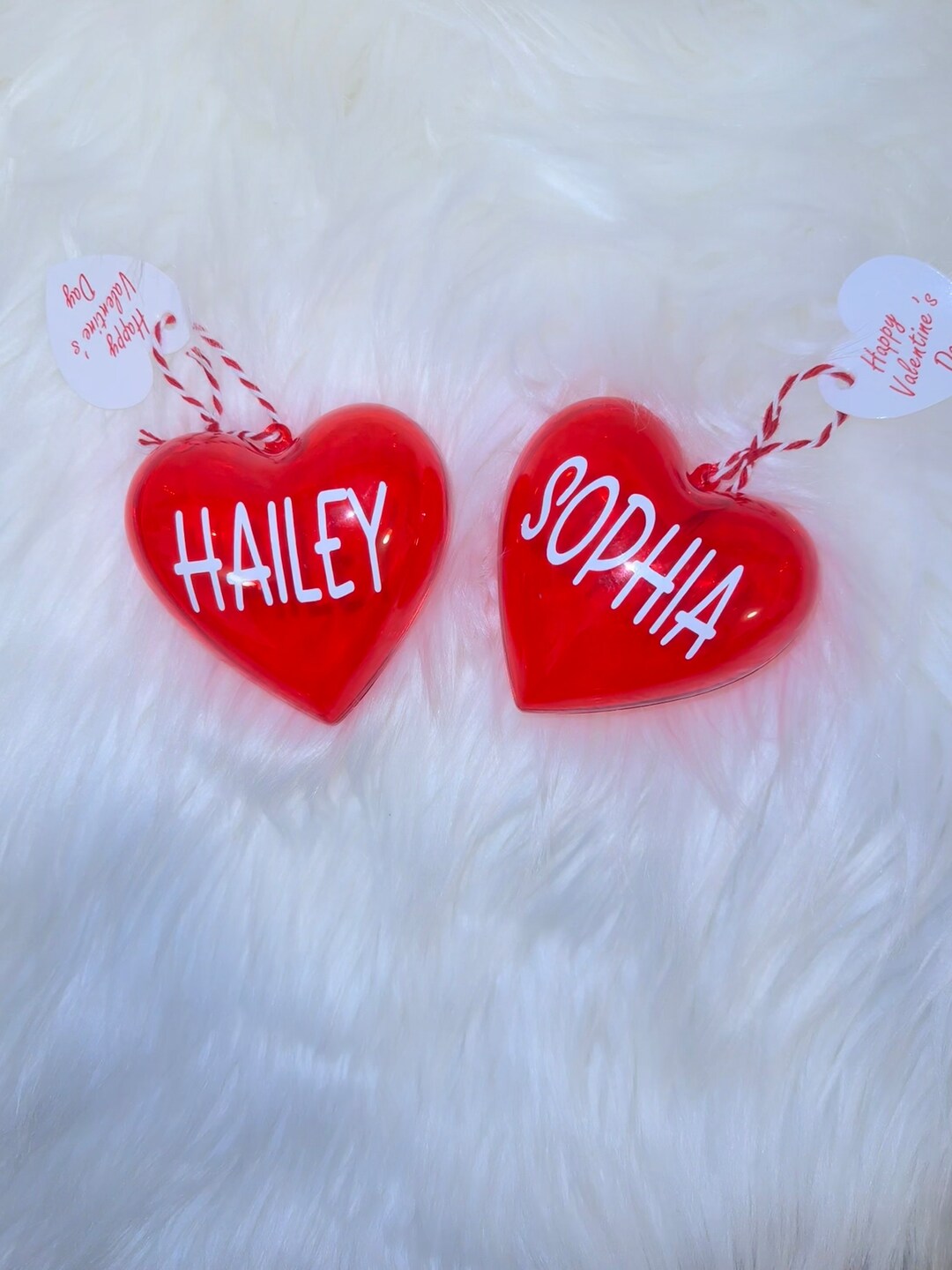 Personalized Valentine's Fillable Red Heart Plastic Containers - Kids ...