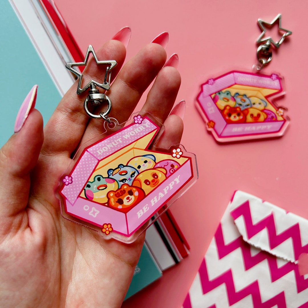 ACNH Donut Box Acrylic Keychain, Kawaii ACNH Key Charm, Acrylic Bag ...