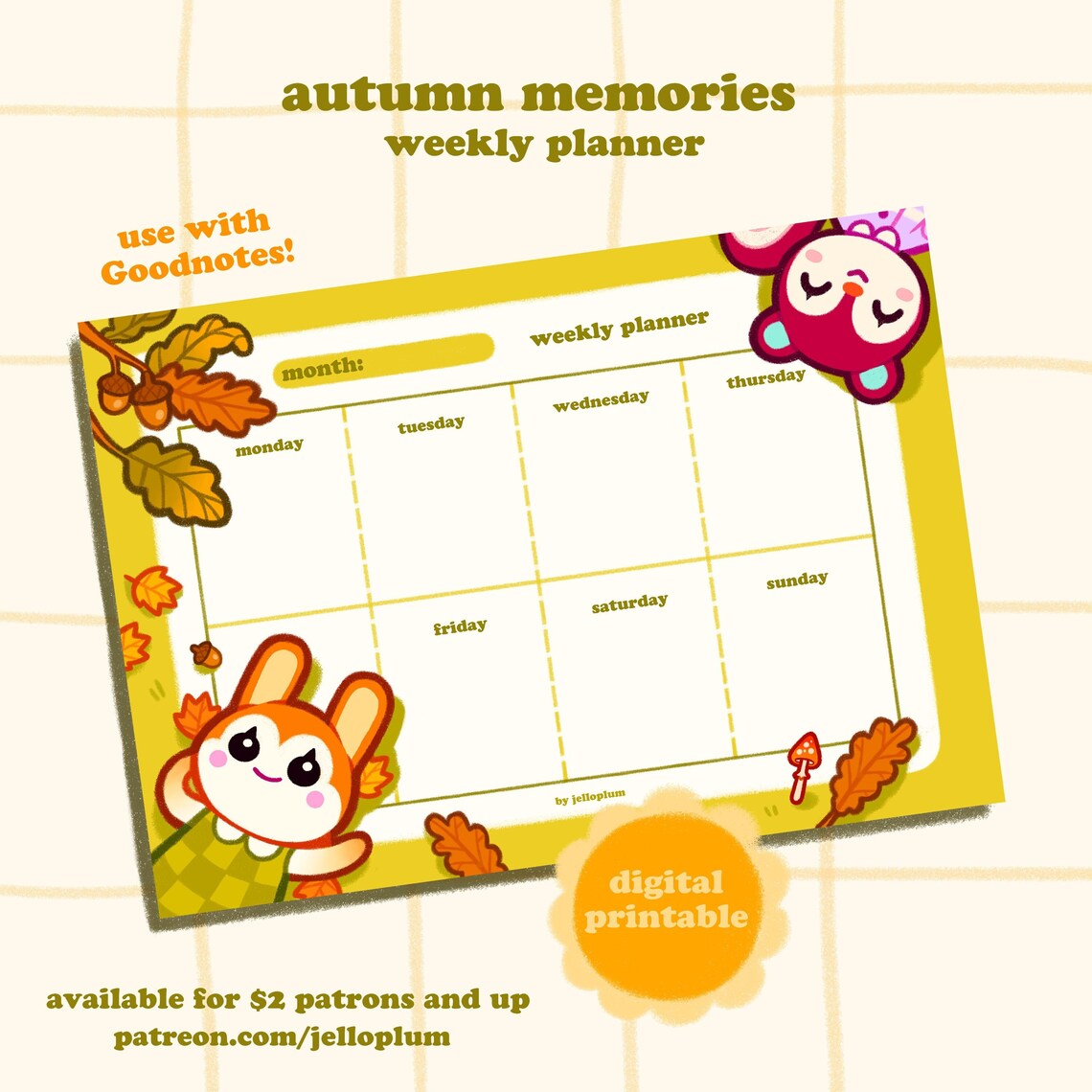 Digital Stationery Printable, Goodnotes Planner Autumn Memories Weekly ...