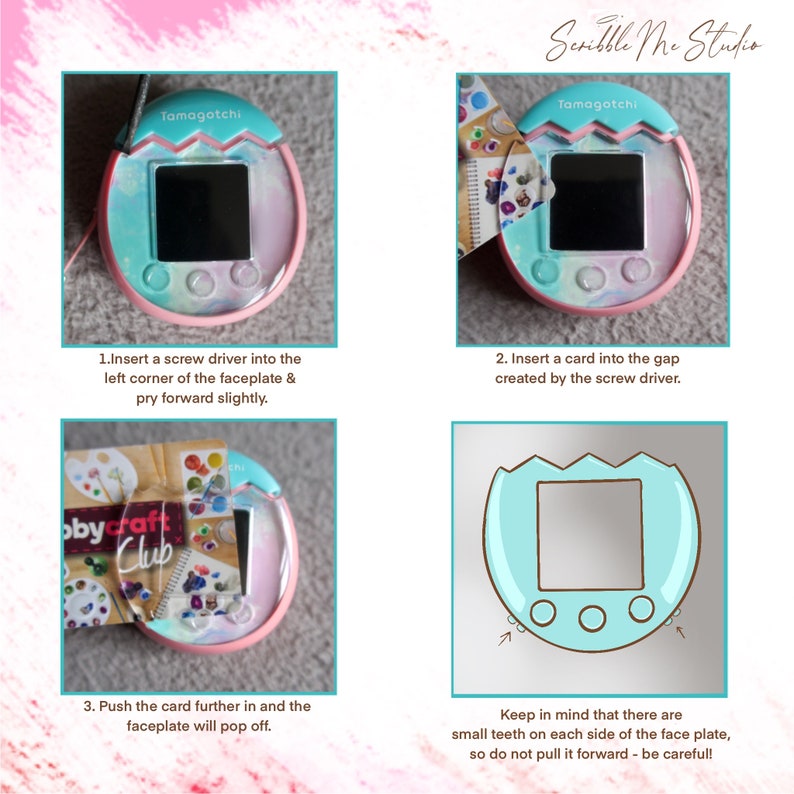 Pink & Blue Abstract Tamagotchi Pix Faceplates Tamagotchi Covers ...