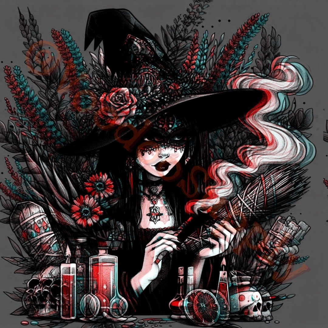 2 Gothic Trippy Witchcraft Permanent Sticker - Etsy