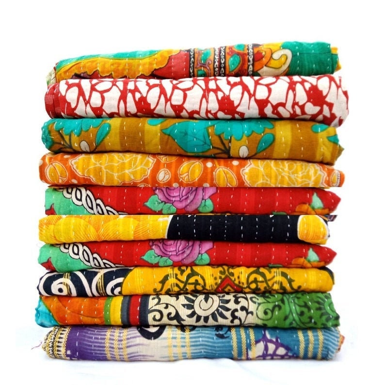 Lot 25 Pieces Handmade Vintage Kantha Quilt Handmade Embroidered Gudari ...