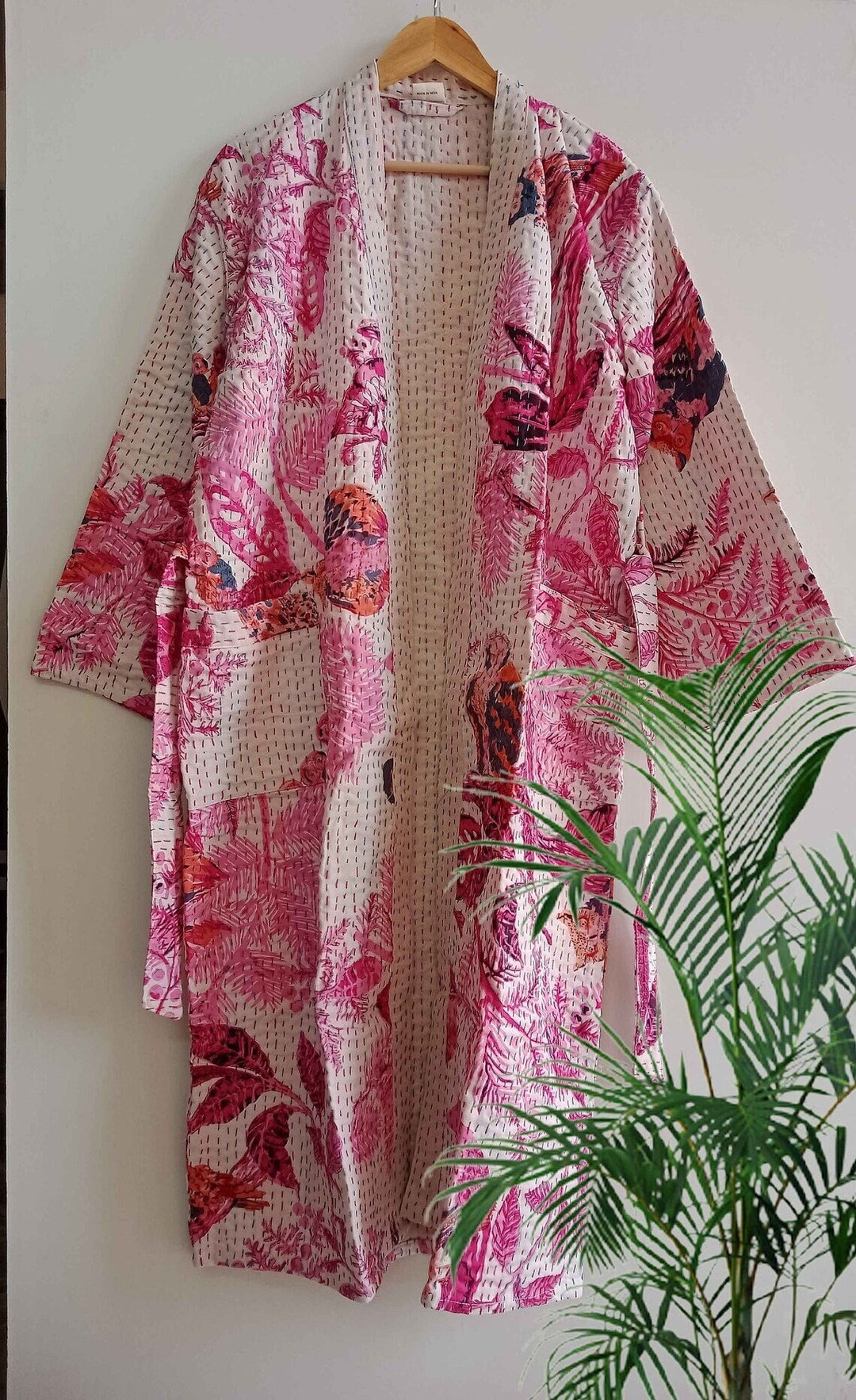 100% Cotton Assorted Design Vintage Luxury Kimono Kantha Robe, Indian ...