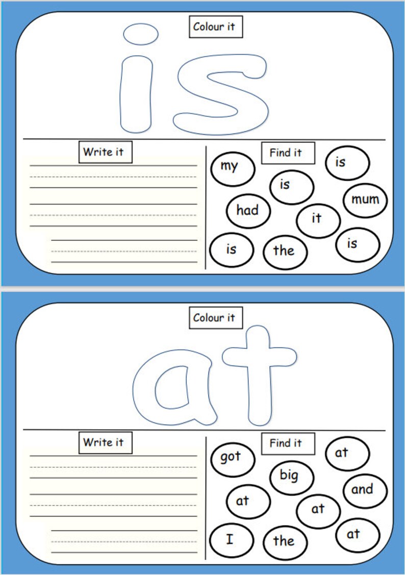 High Frequency Words Worksheets 1-50 - Etsy