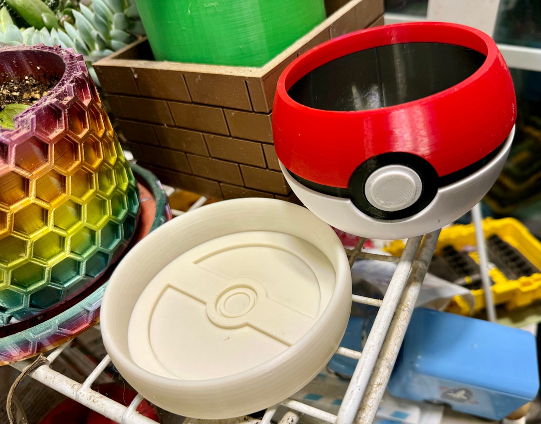 Cute Pokeball Planter With Taller Drip Tray 4, 6, 8 Inches Succulents ...