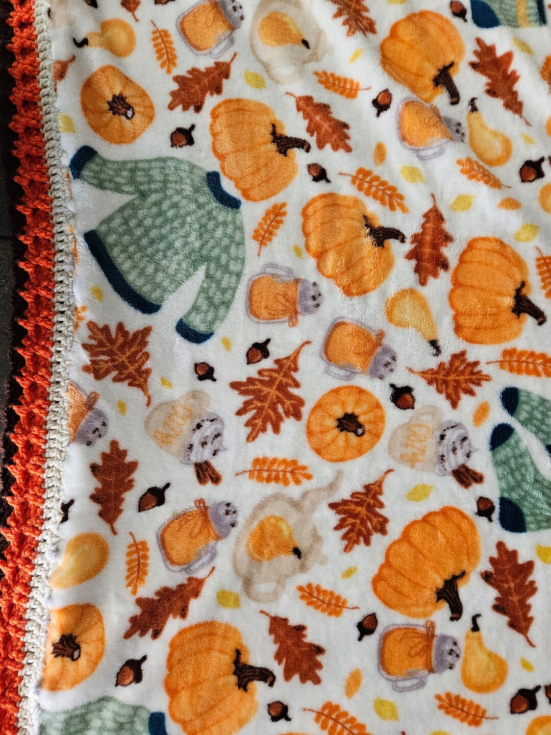 Fall Leaf Thanksgiving Fleece Blanket Throw With Beautiful Handmade ...