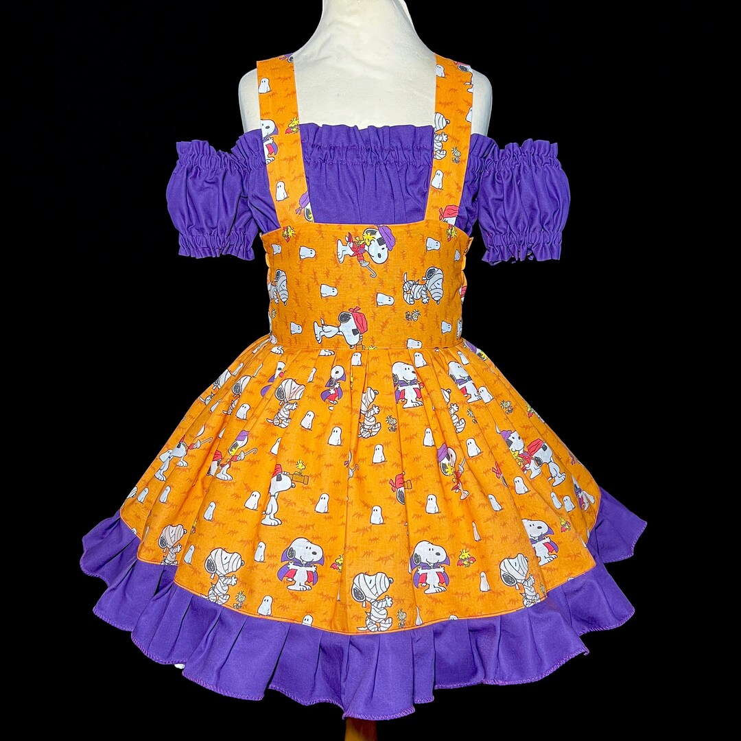 Snoopy Halloween Suspender Skirt Custom Made Size 4/5 Girls Kids ...