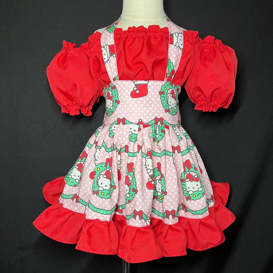 Girls Pink Hello Kitty Christmas Suspender Skirt Custom Made Sizes 12 ...