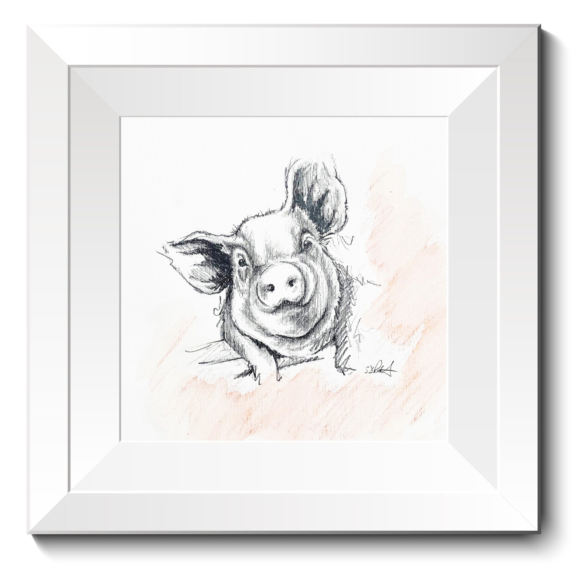 Pig Hog Sow Gift Antique Farm Digital Download Art Pencil Sketch Wall ...