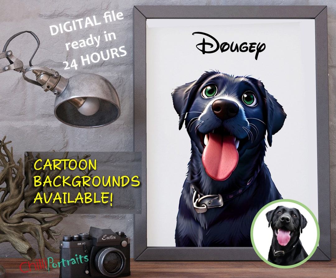 Custom Disney-cartoon Pet Portrait From Pet Photo Personalized Digital ...