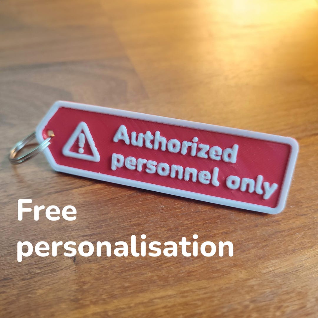 Warning Sign Keyring Custom Text, Hazard Symbol Keychain With Large ...