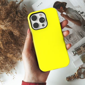 Solid Bright Yellow Phone Case for iPhone 15 14 13 Pro Max 12 Mini 11 ...