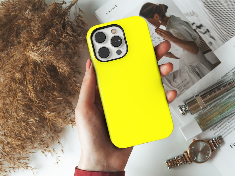 Solid Bright Yellow Phone Case for iPhone 15 14 13 Pro Max 12 Mini 11 ...