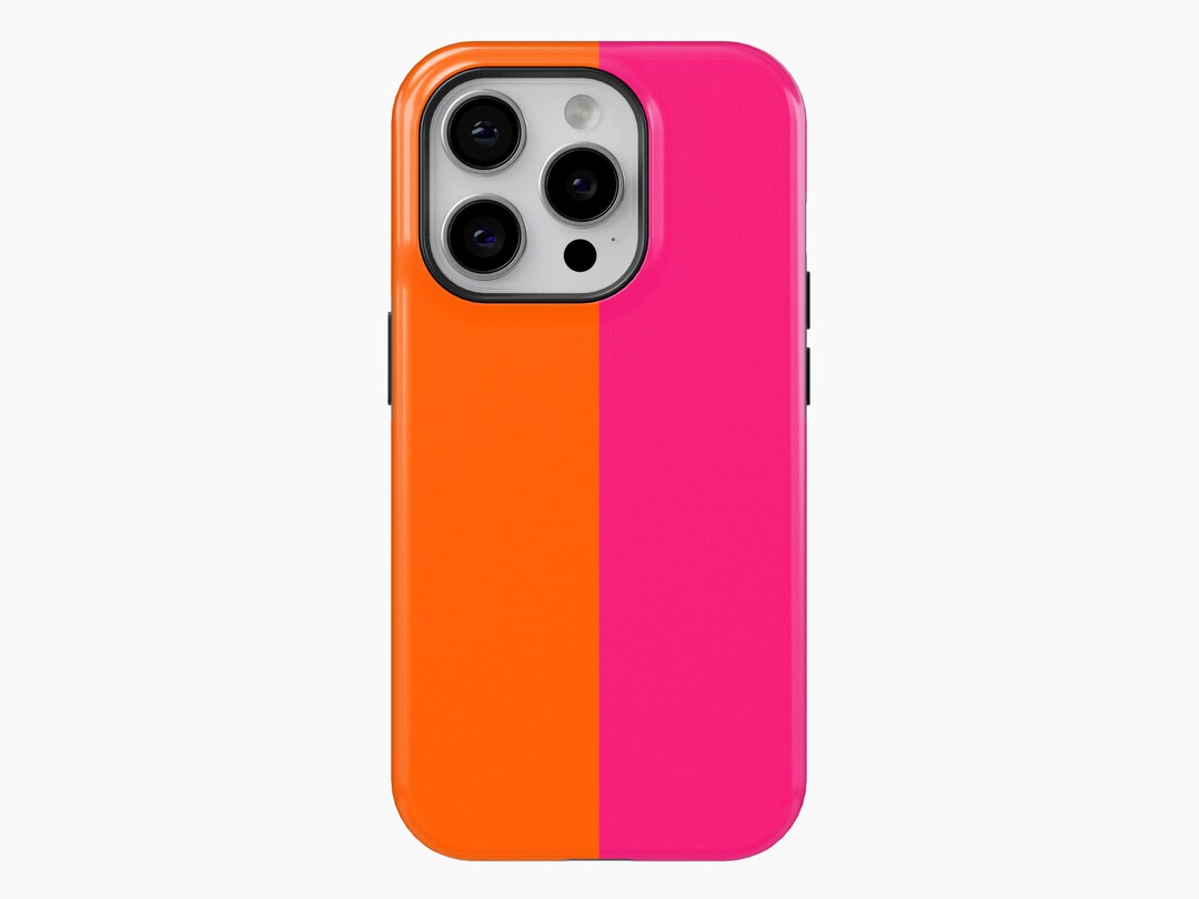 Orange & Pink Vertical Color Block Phone Case for iPhone 16 15 14 13 ...